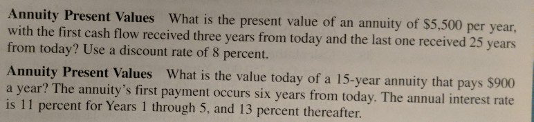 Solved Annuity Present Values What is the present value of | Chegg.com