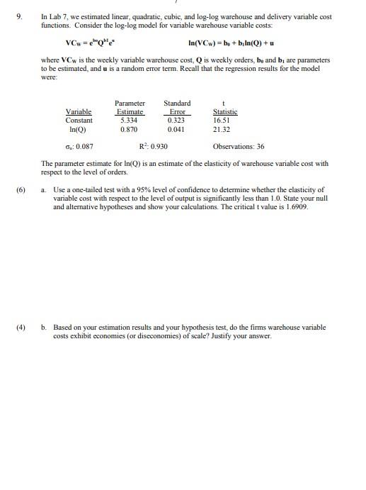 Solved 9. In Lab 7, we estimated linear, quadratic, cubic, | Chegg.com