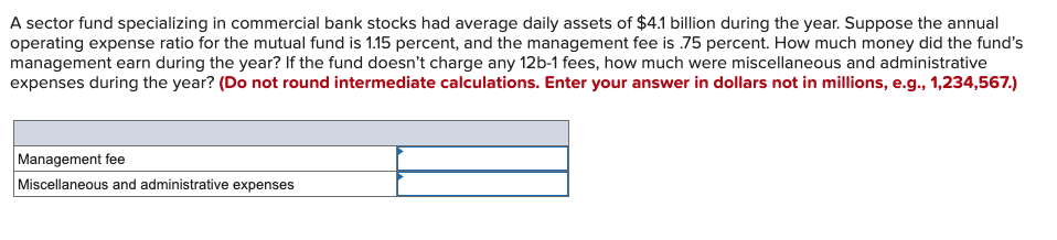 Solved A sector fund specializing in commercial bank stocks | Chegg.com