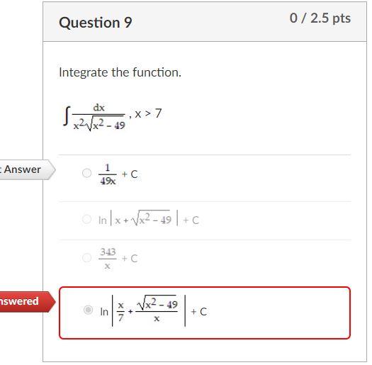 Solved Integrate the function. | Chegg.com