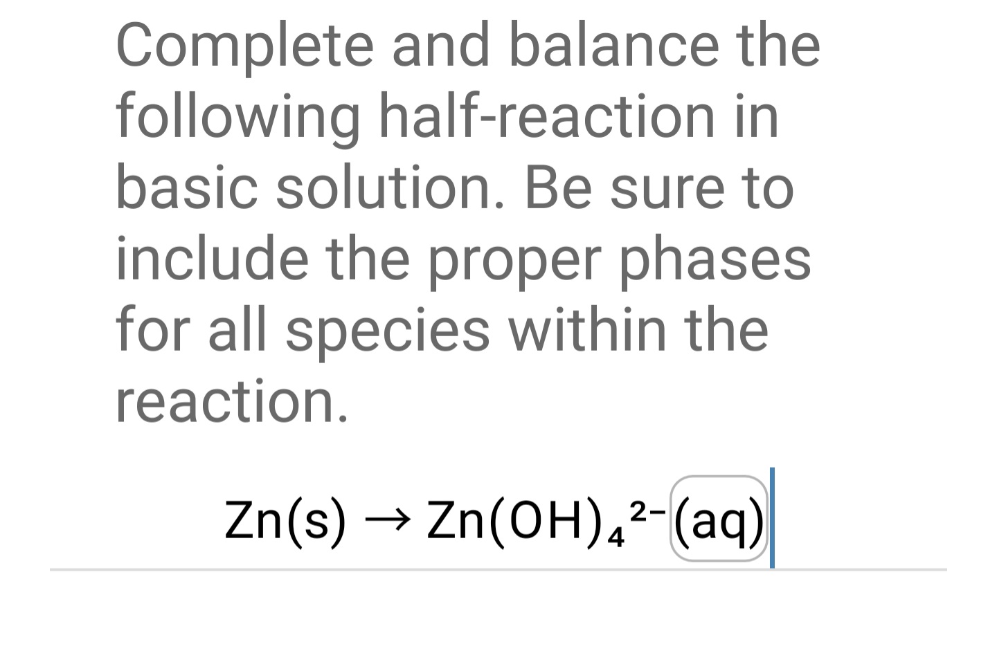 Solved Complete and balance the following half-reaction in | Chegg.com