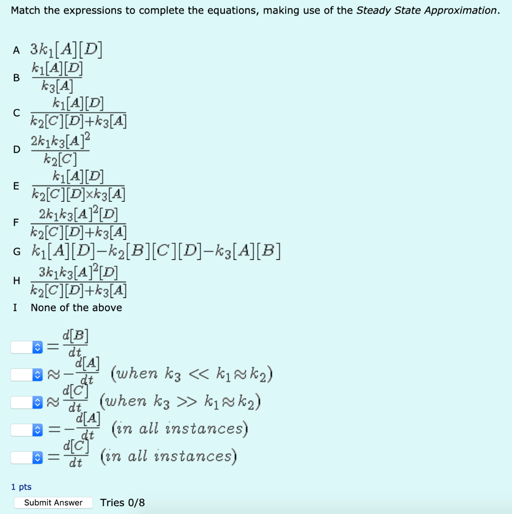 Solved Chemical Kinetics Steady State Approximation