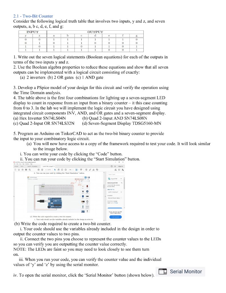 Solved 2.1 - Two-Bit Counter Consider the following logical | Chegg.com
