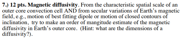 Solved 7.) 12 pts. Magnetic diffusivity. From the | Chegg.com
