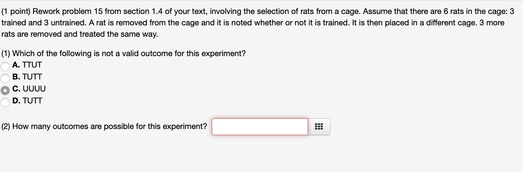 Solved (1 point) Rework problem 15 from section 1.4 of your | Chegg.com