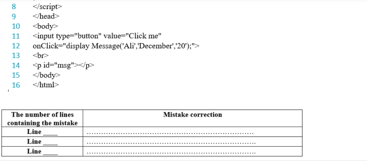 Solved Given the following HTML page, which calls a function | Chegg.com