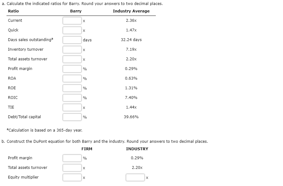Solved Data for Barry Computer Co. and its industry averages | Chegg.com