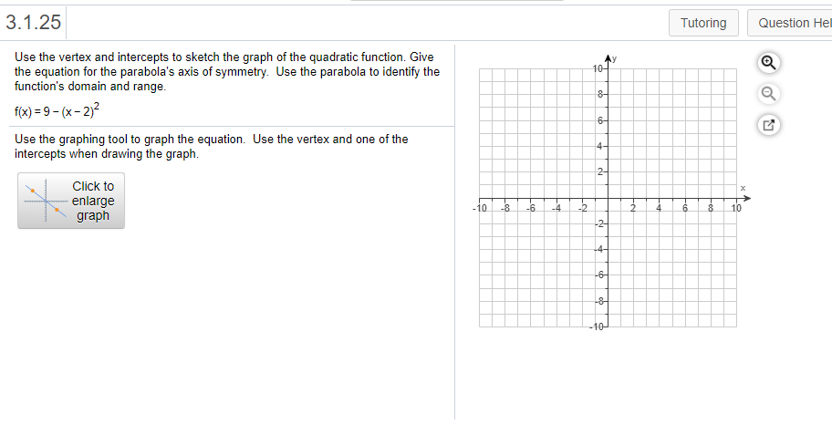 Solved 10- Use the vertex and intercepts to sketch the graph | Chegg.com
