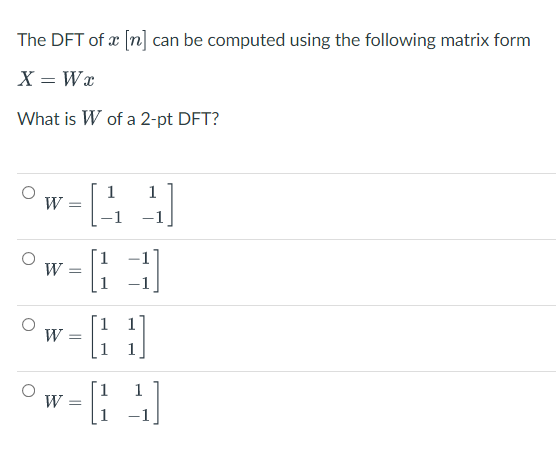 Solved The DFT of x [n] can be computed using the following | Chegg.com