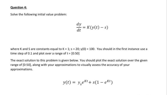 Solved Question 4 Solve the following initial value problem: | Chegg.com