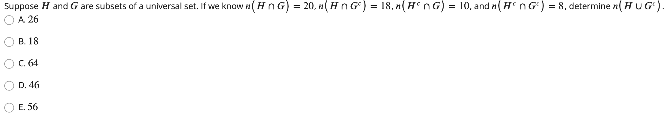Solved Suppose H and G are subsets of a universal set. If we | Chegg.com