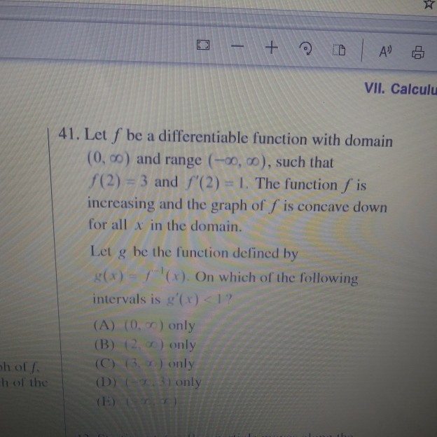 Solved VII. Calculu 41. Let fbe a differentiable function | Chegg.com