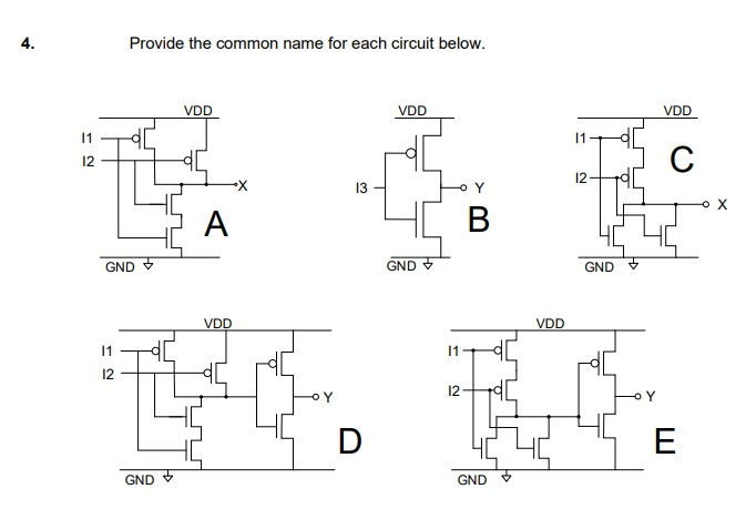 Solved 4. Provide the common name for each circuit below. | Chegg.com