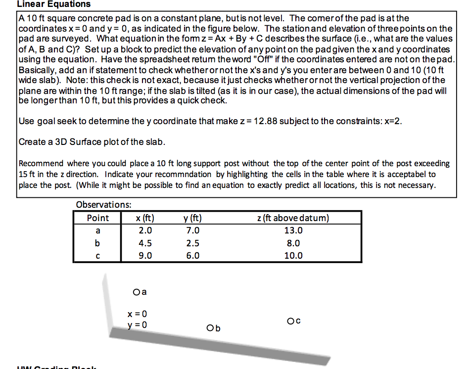 Solved Linear Equations A 10 ft square concrete pad is on a | Chegg.com