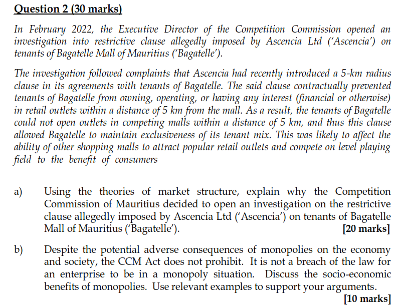 Solved Question 2 ( 30 ﻿marks)In February 2022, ﻿the | Chegg.com