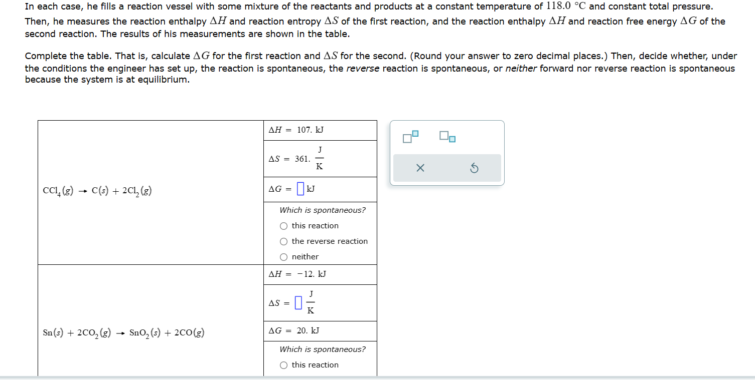 Solved In each case, he fills a reaction vessel with some | Chegg.com