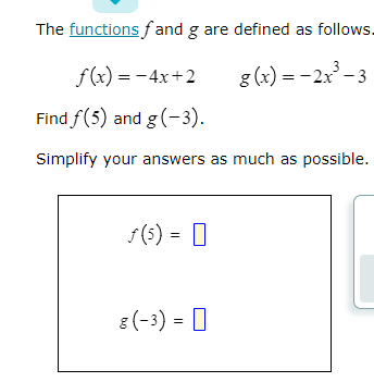 Solved The functions f and g are defined as follows | Chegg.com