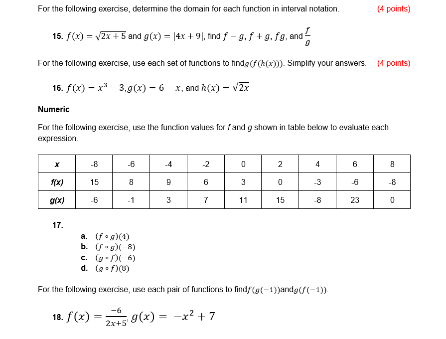Solved For the following exercise, determine the domain for | Chegg.com