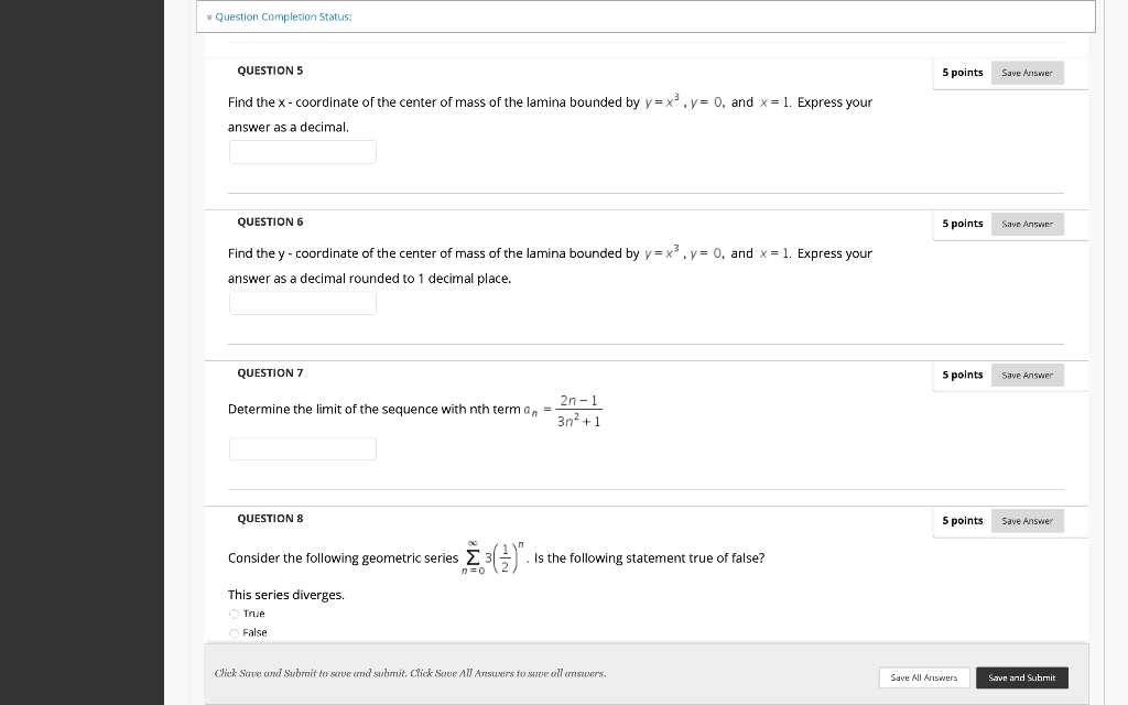 Solved Question Completion Status: QUESTIONS 5 points Save | Chegg.com
