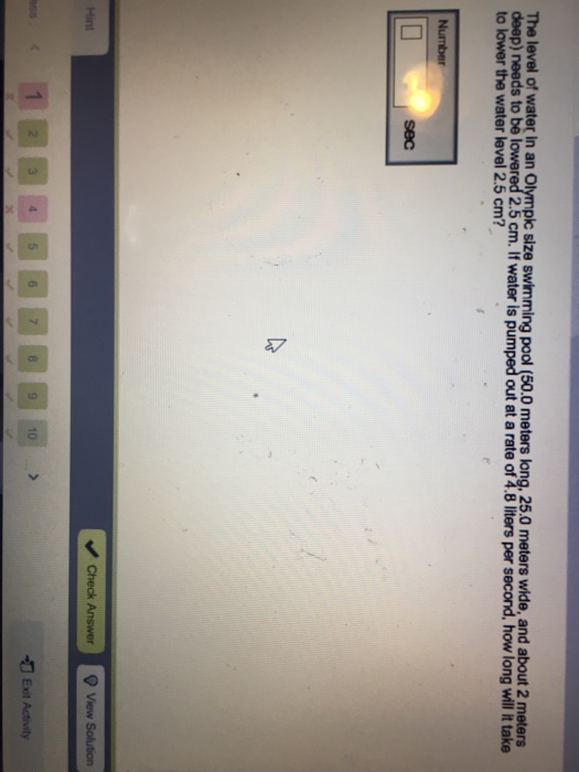 Solved The level of water in an Olympic size swimming pool | Chegg.com