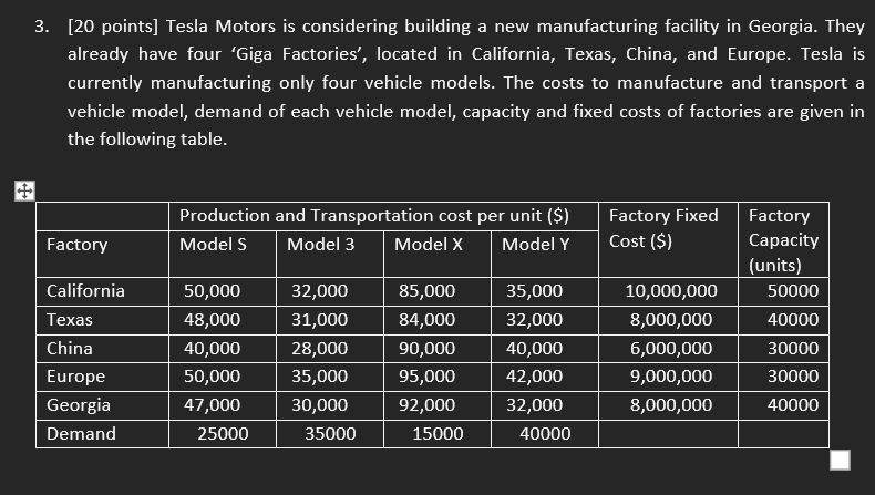 Solved Assume that each factory can manufacture any vehicle | Chegg.com