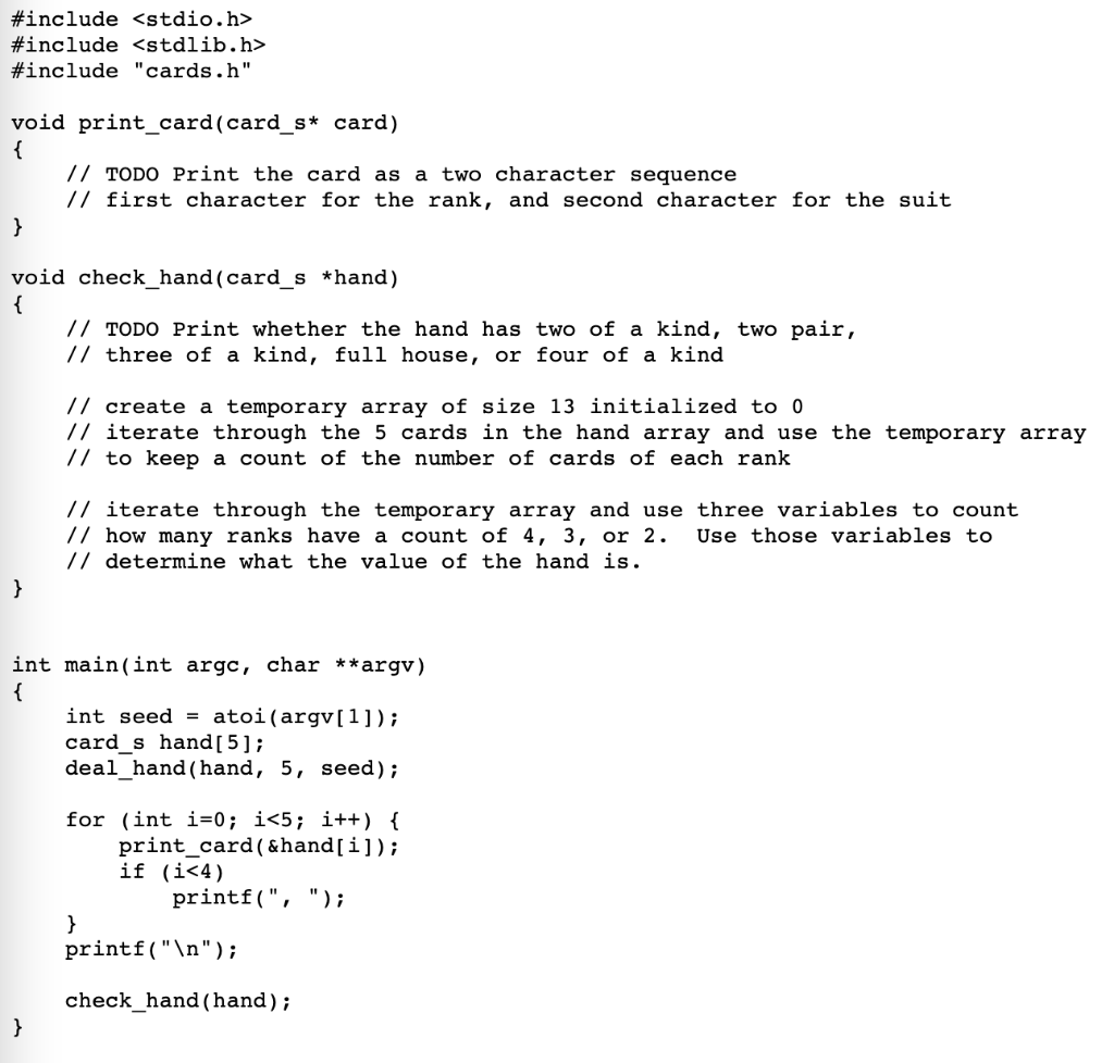 Solved In this homework, you will simulate a poker hand | Chegg.com