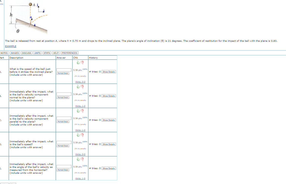 Solved The ball is released from rest at position A, where h | Chegg.com