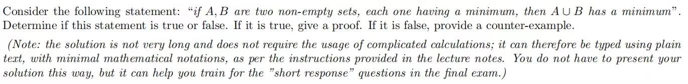 Solved Consider the following statement: "if A,B are two | Chegg.com