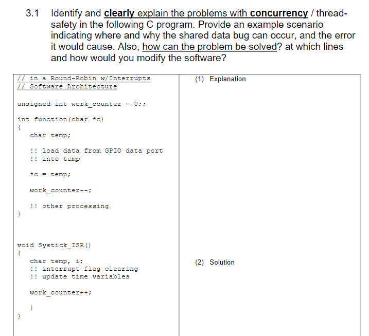 Solved 3.1 Identify and clearly explain the problems with | Chegg.com