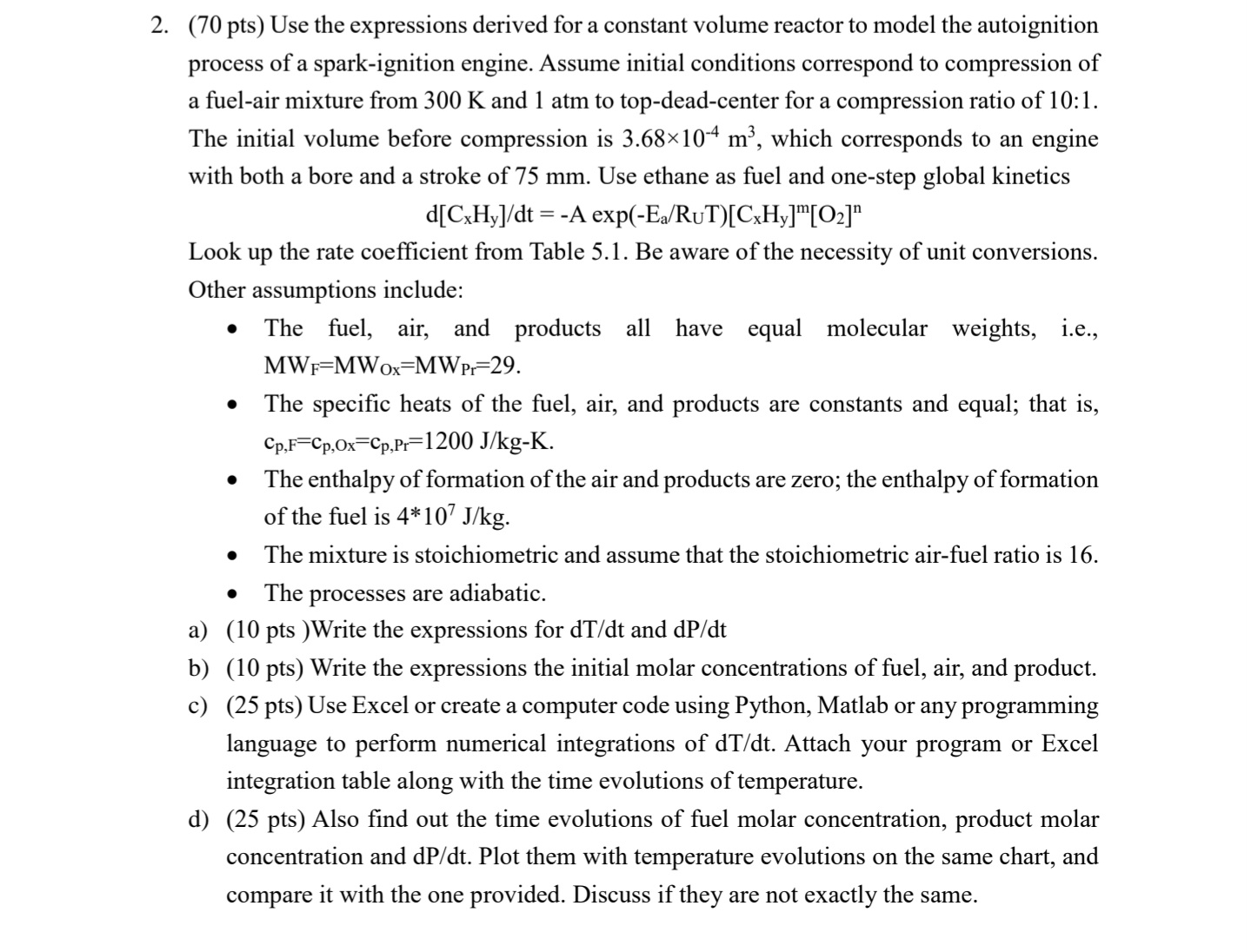 Solved (70 pts) Use the expressions derived for a constant | Chegg.com