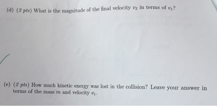 Solved Two objects with velocity v1 collide at a right | Chegg.com