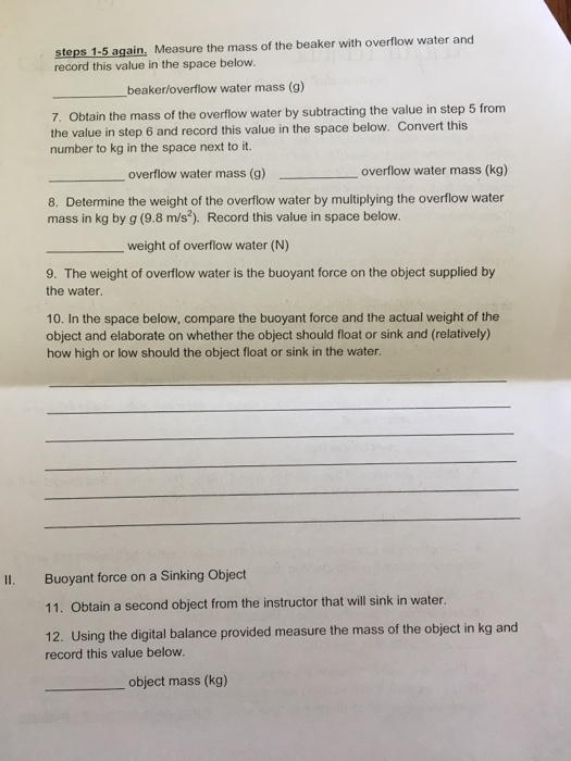 Solved Archimedes' Principle Laboratory Activity Archimedes' | Chegg.com