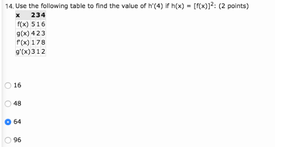 Solved 14. Use the following table to find the value of | Chegg.com