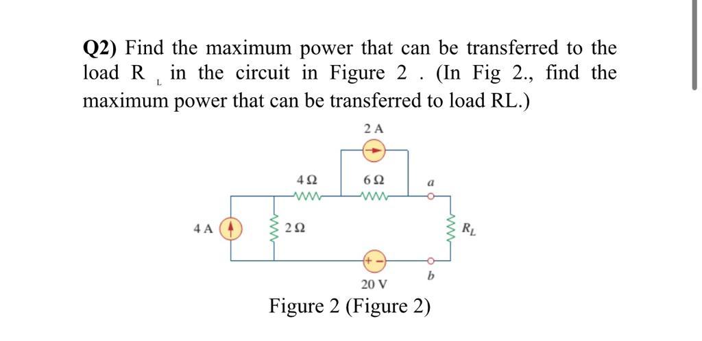Solved Q2) Find the maximum power that can be transferred to | Chegg.com