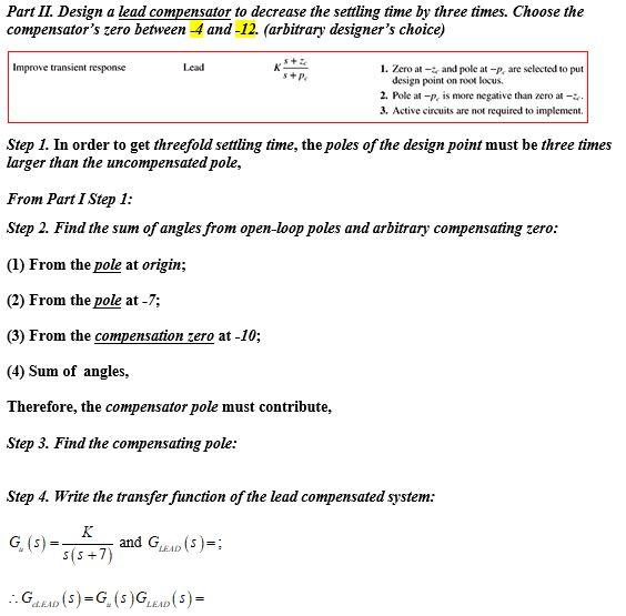Solved Part Ii Design A Lead Compensator To Decrease The Chegg