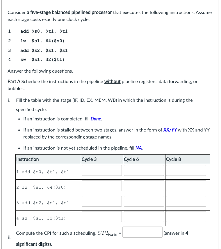 Solved Consider a five-stage balanced pipelined processor | Chegg.com