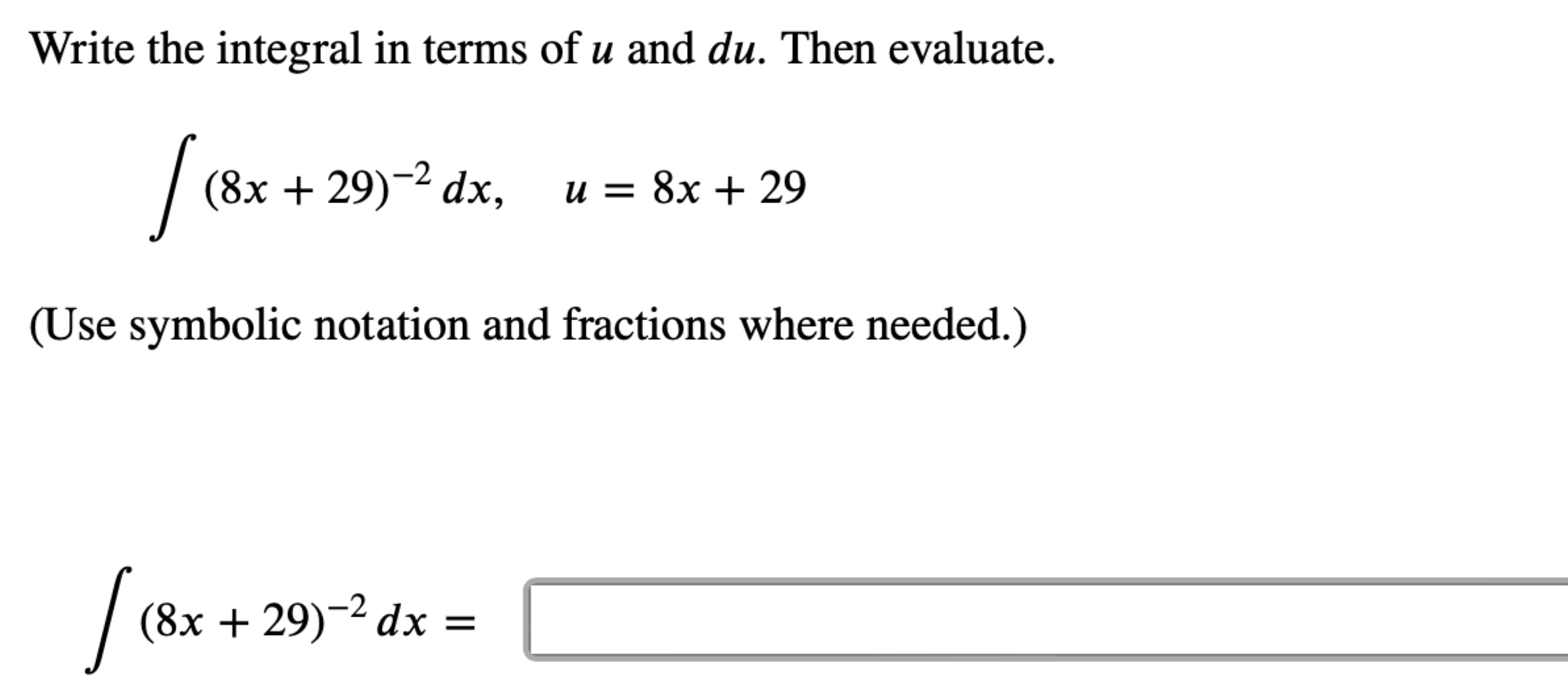 Solved Write the integral in terms of u ﻿and du. ﻿Then | Chegg.com