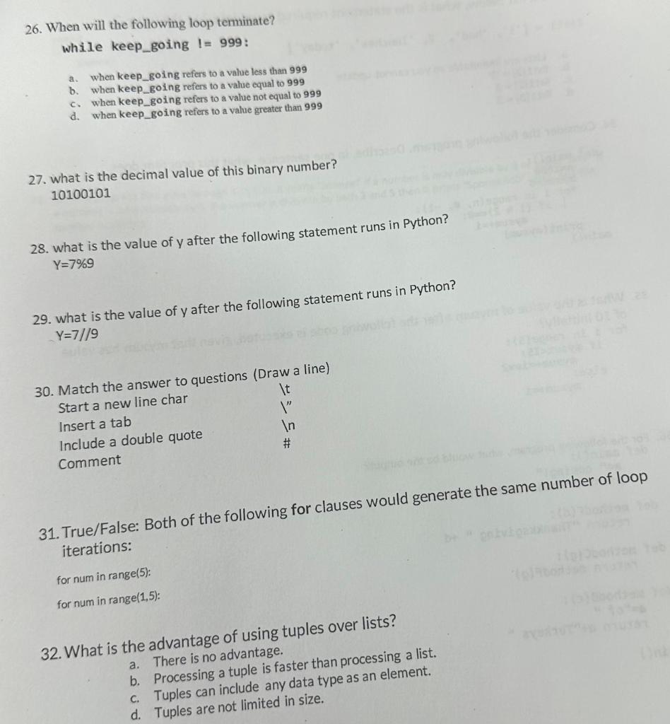 Solved 26. When will the following loop terminate? while | Chegg.com