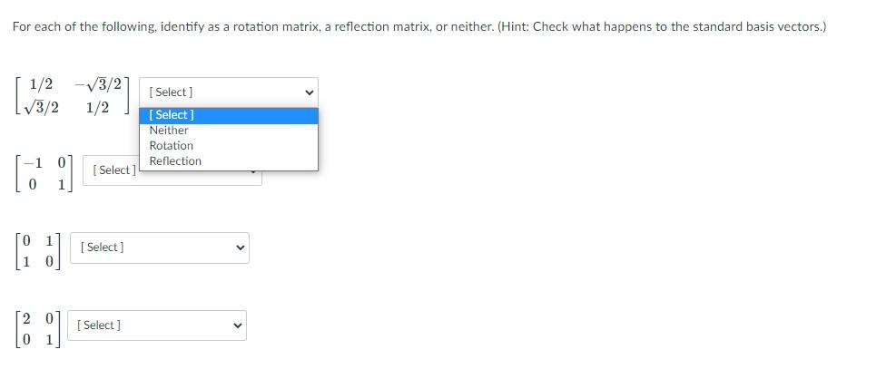 Solved For each of the following, identify as a rotation | Chegg.com