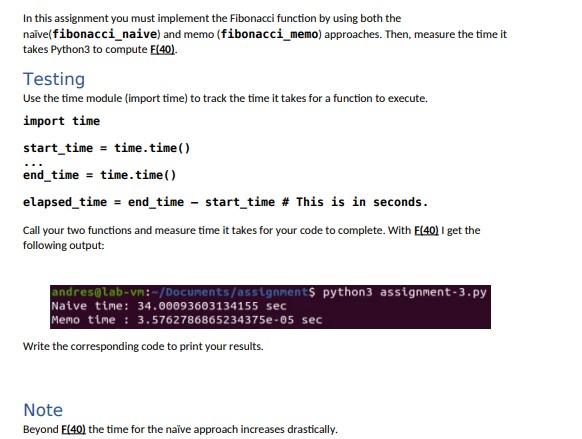 Solved In This Assignment You Must Implement The Fibonacci 