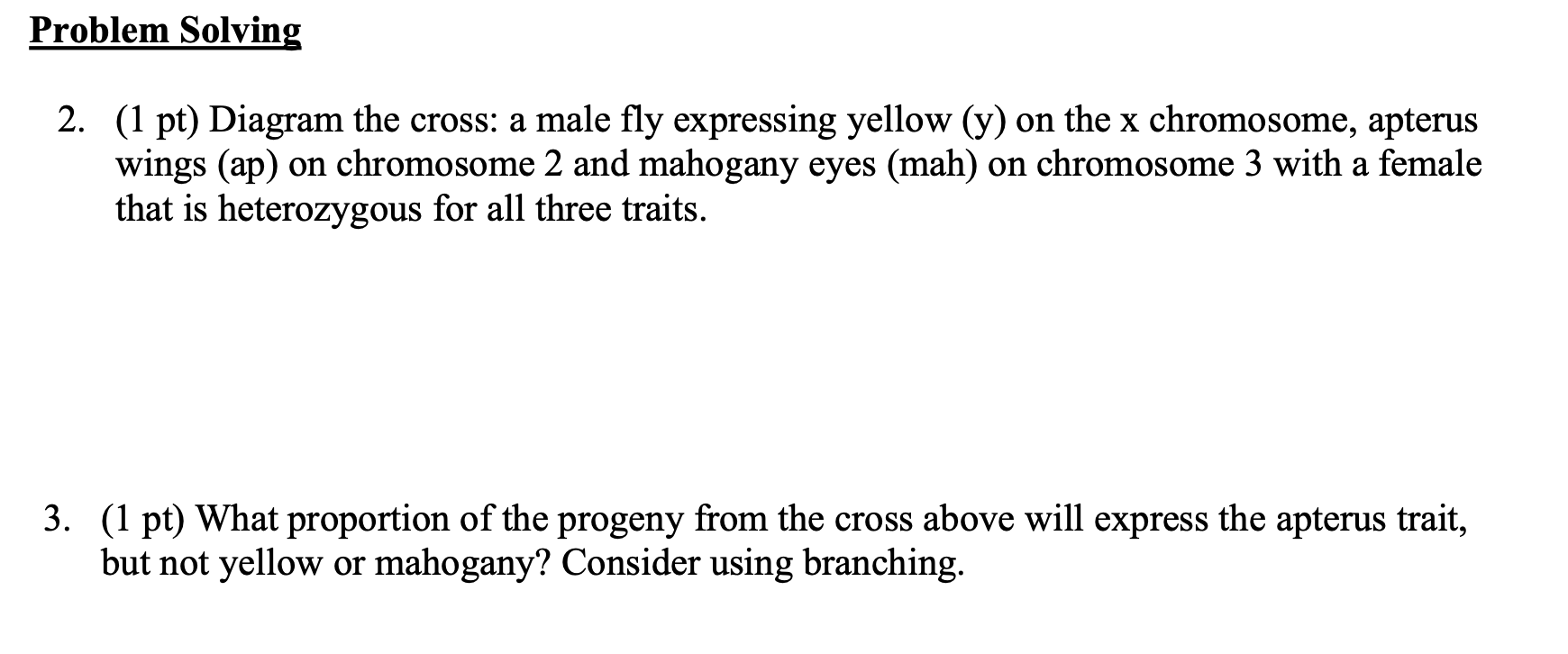 Solved 2. (1 pt) Diagram the cross: a male fly expressing | Chegg.com
