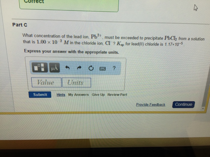 Solved What concentration of the lead ion, Pb^2 must be | Chegg.com