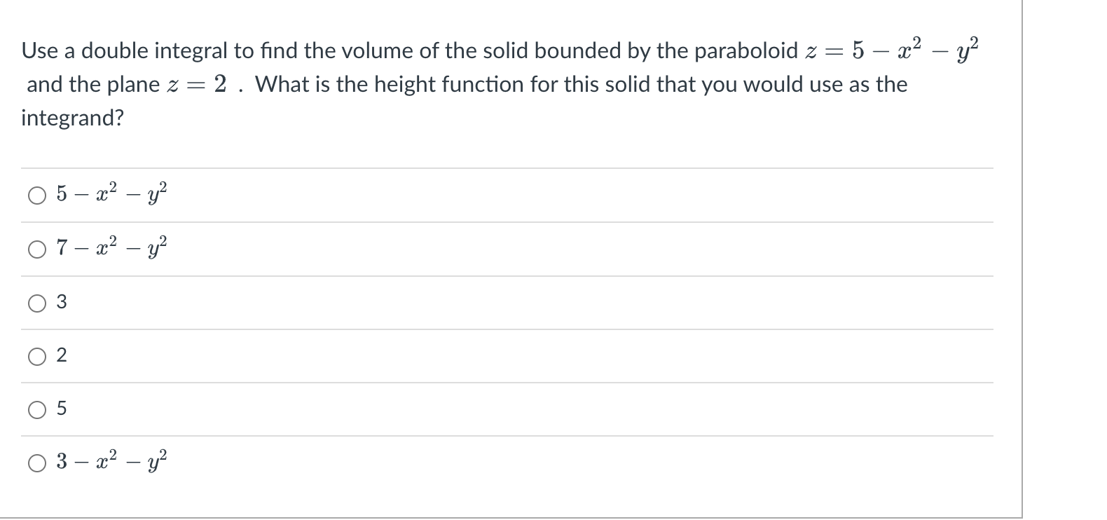 Solved Use a double integral to find the volume of the solid | Chegg.com