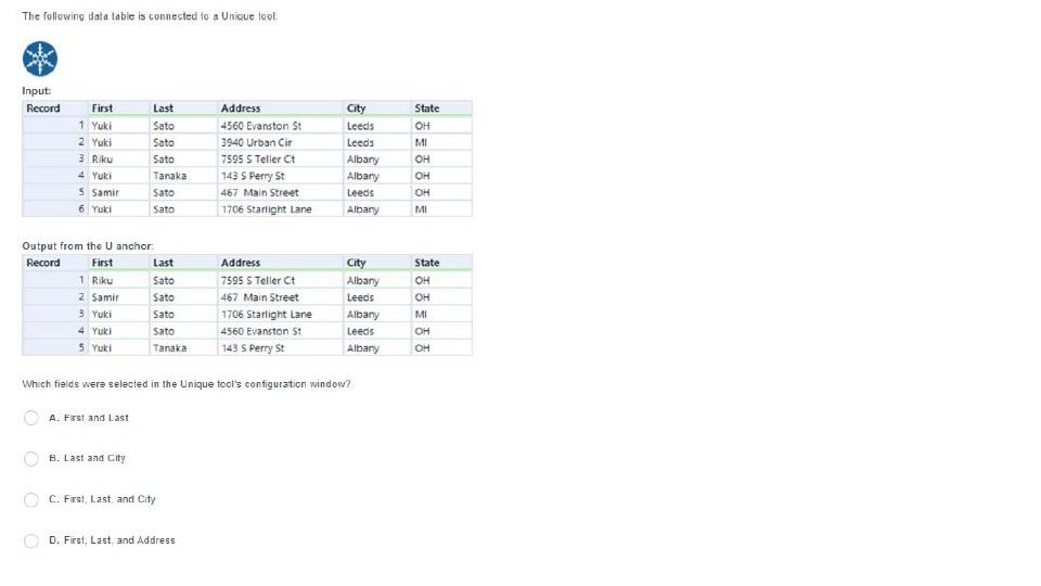 Solved The following data is connected to a Formula tool: | Chegg.com