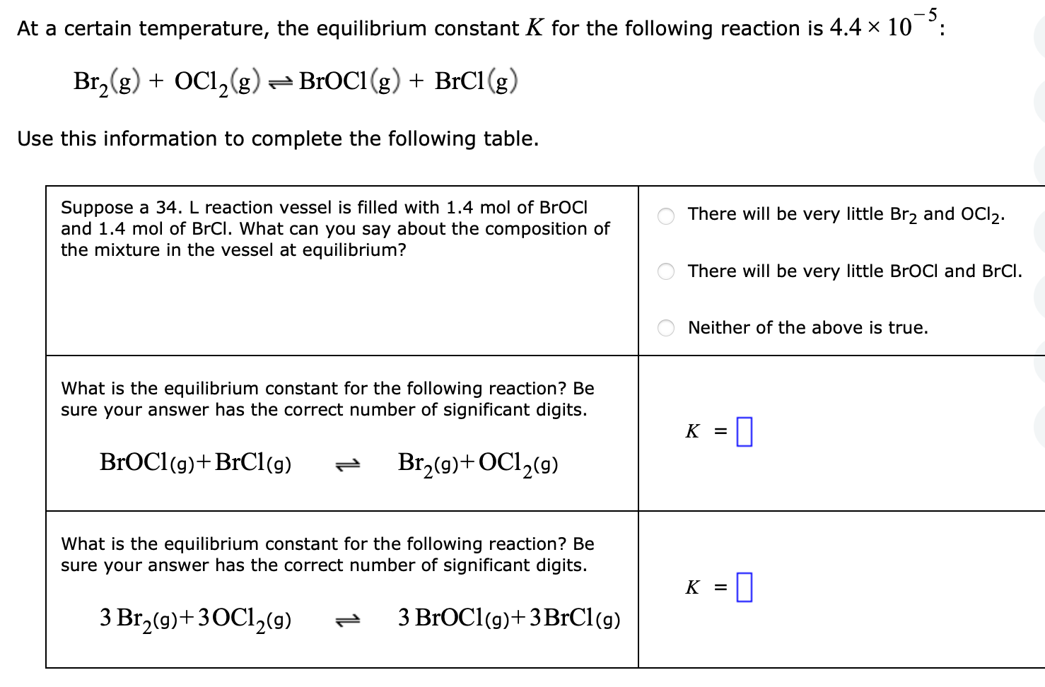Solved At a certain temperature, the equilibrium constant K | Chegg.com