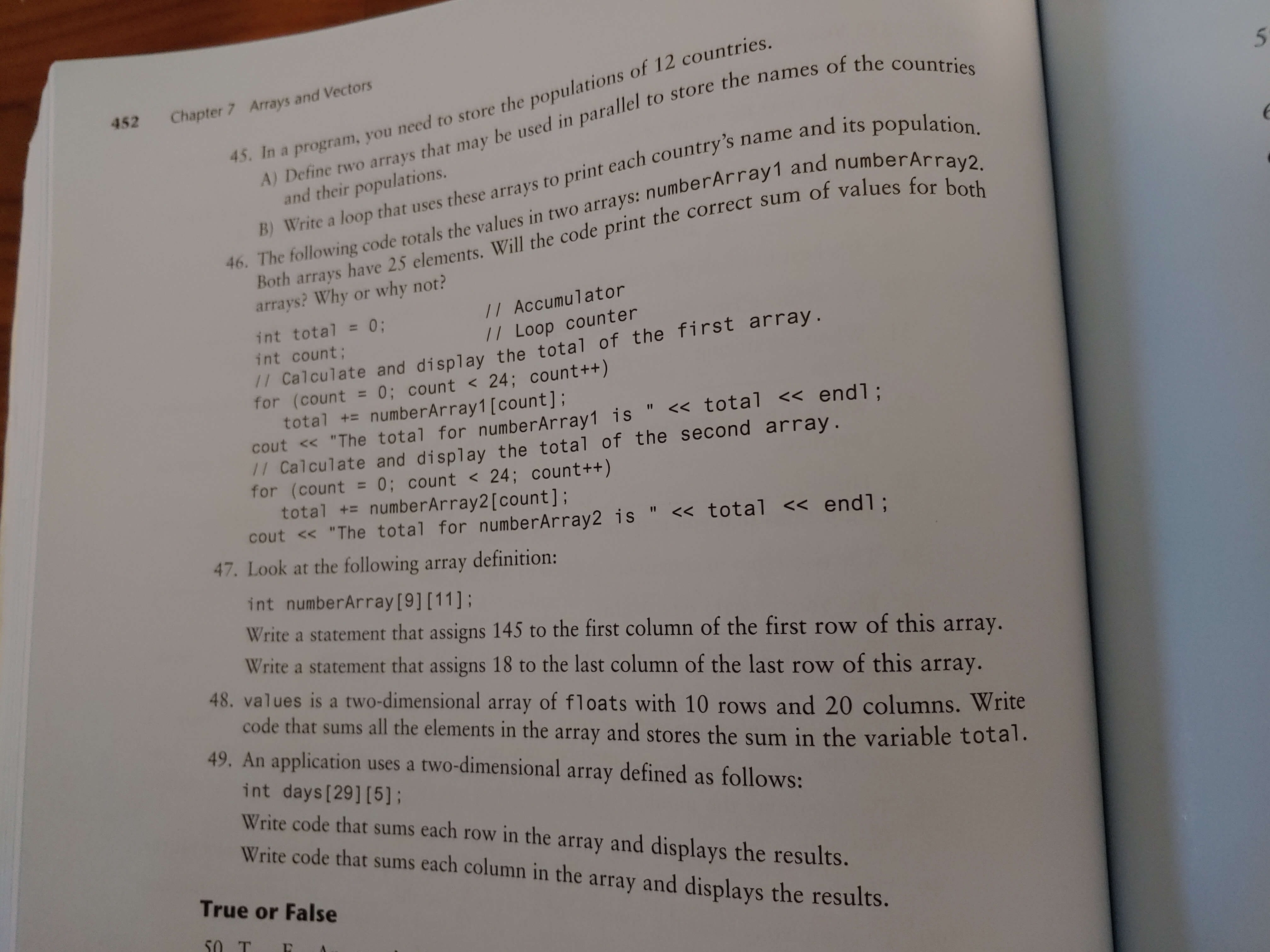 Solved 42. The arrays numberArray 1 and numberArray 2 have | Chegg.com