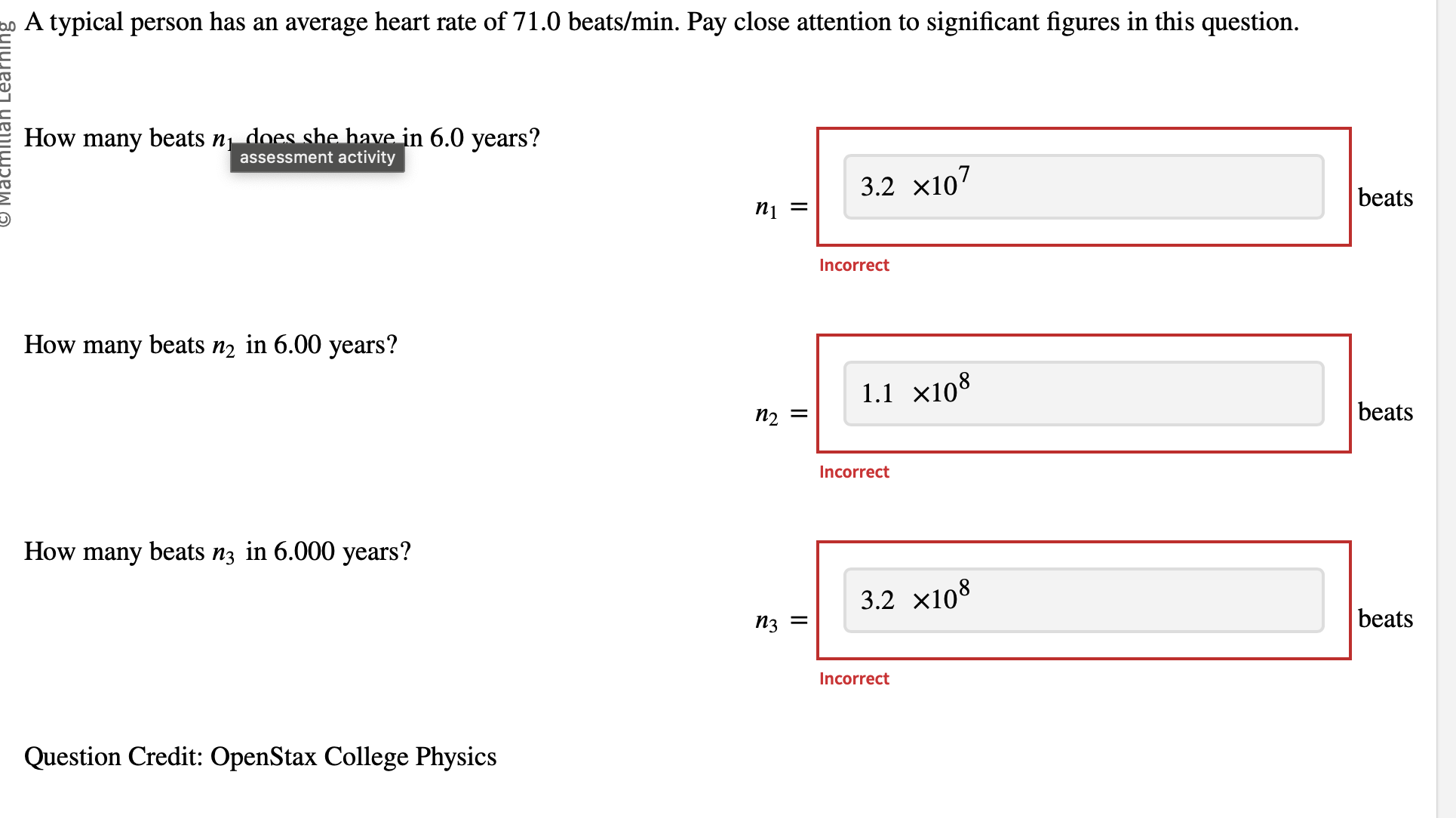 Solved A typical person has an average heart rate of 71.0 | Chegg.com