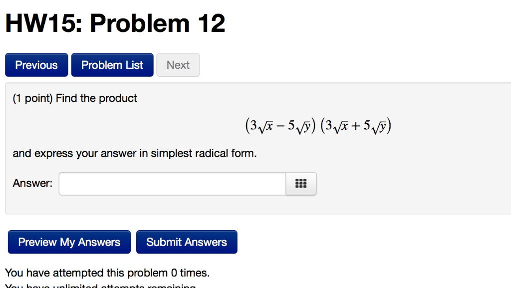 Solved HW15: Problem 11 Previous Problem List Next (1 point) | Chegg.com