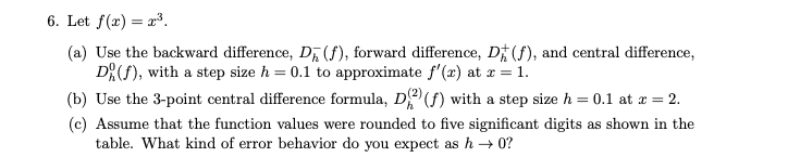 Solved 6. Let f(x) = r. (a) Use the backward difference, Dn | Chegg.com