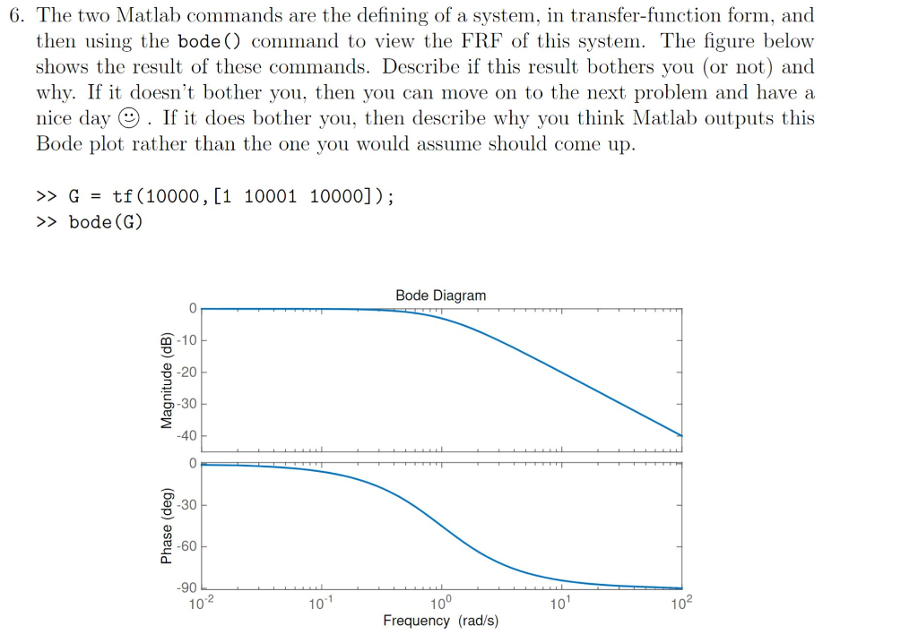 6. The two Matlab commands are the defining of a | Chegg.com